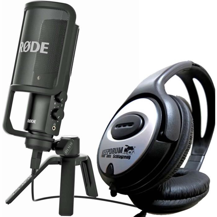 NT-USB Microphone à condensateur USB avec trépied de table et protection anti-pop + casque A304 ...
