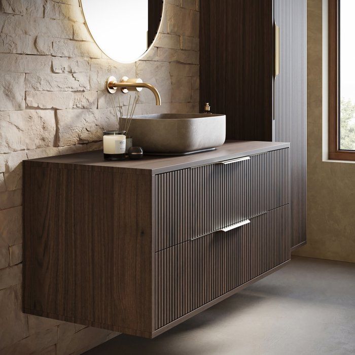 Meuble sous-vasque Rimini 100 cm - Noyer brun - Meuble de salle de bain ...