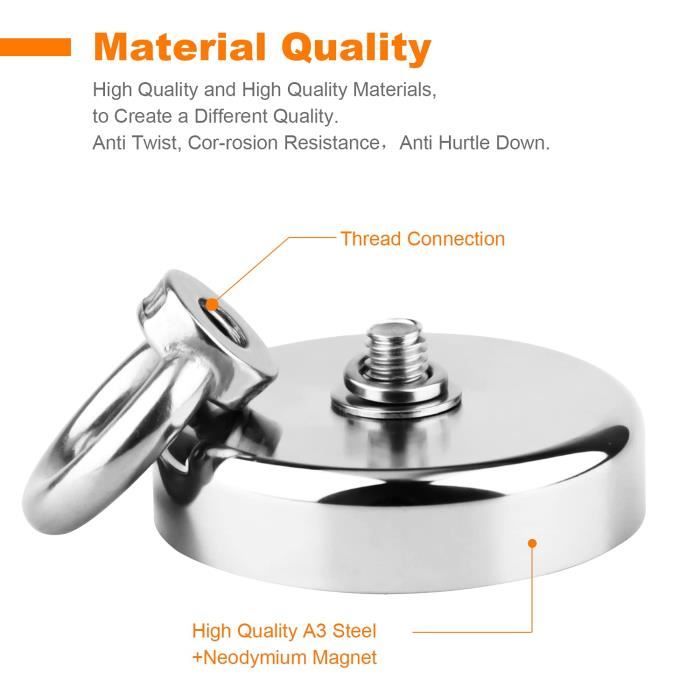 135 KG force adhésive aimant à œillet en néodyme super fort, super ...