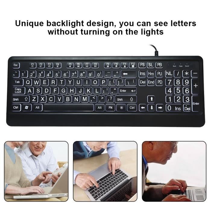 HURRISE clavier rétroéclairé Clavier de rétroéclairage blanc à LED d ...