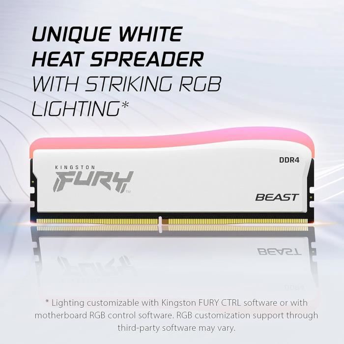 Kingston Fury Beast Blanc Rgb Special Edition 16Gb 3600Mt-S Ddr4 Cl17 Dimm Mémoire Kit Pour Pc ...