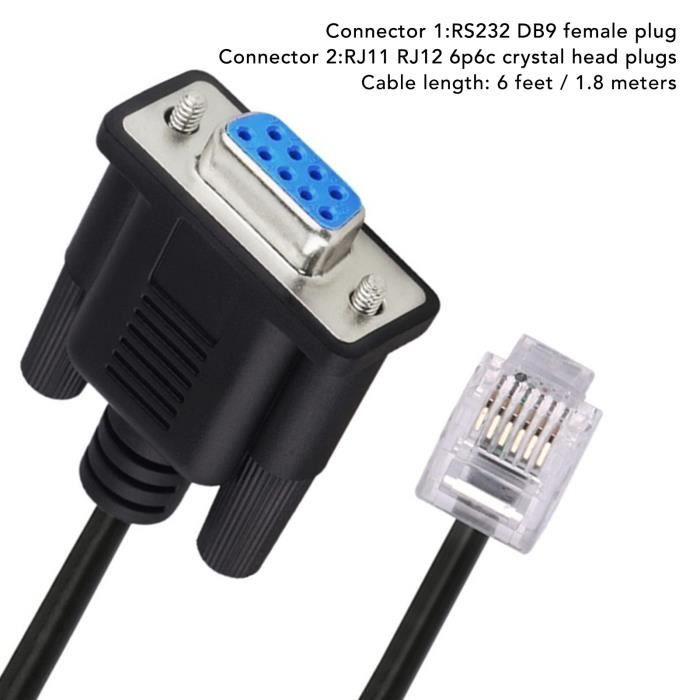 Câble Série - SHIPENOPHY - RS232 DB9 vers RJ11 RJ12 - 1,8 m - Connecte ...