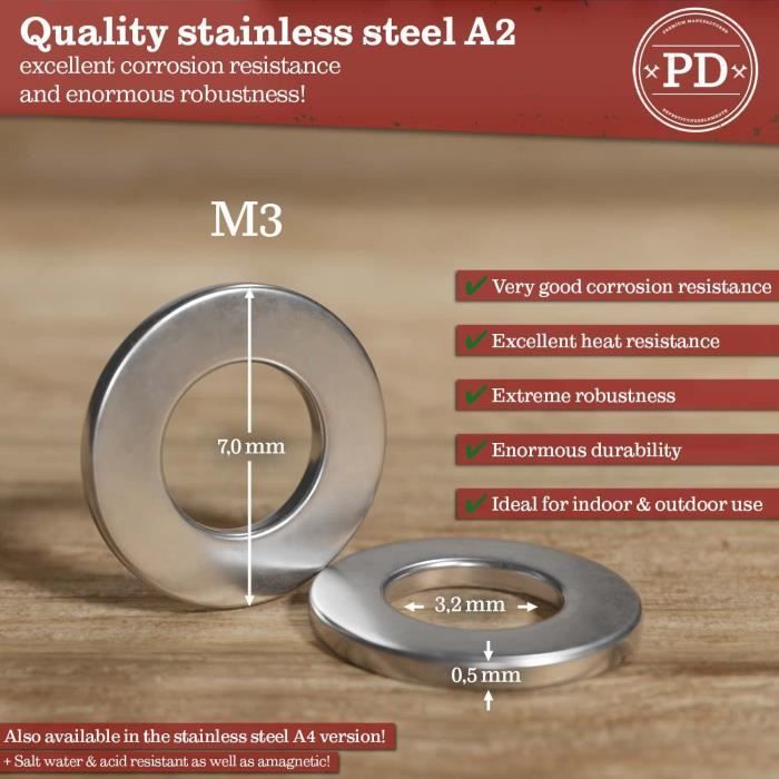 ® Rondelles Metal M3 (Din 125-A-Iso 7089) | Rondelles Plates Acier ...