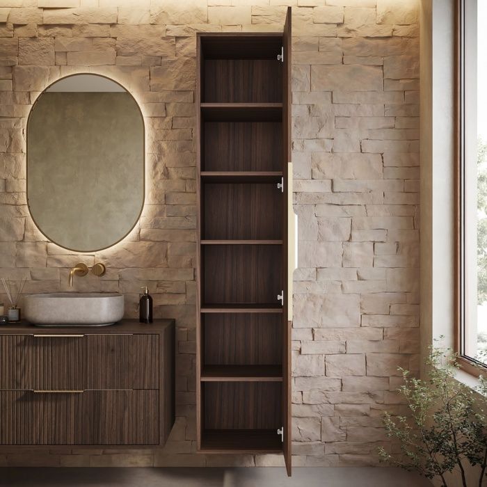 Meuble sous-vasque Rimini 100 cm - Noyer brun - Meuble de salle de bain ...