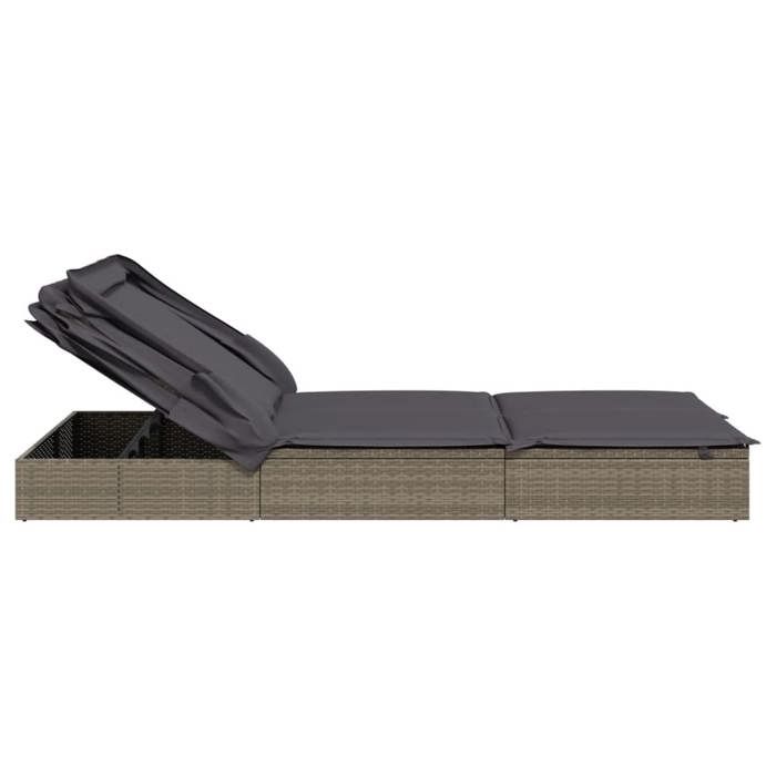51849& Transat double avec toit pliable gris 213x118x97 cm - L213 x ...