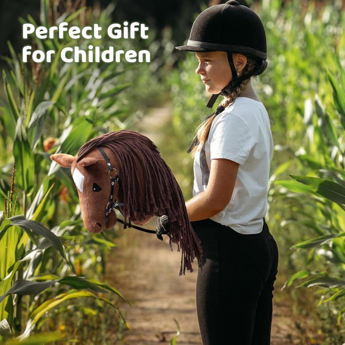 Cheval en bois BEJOY - Jouet pour enfants avec licol et mors - Marron ...