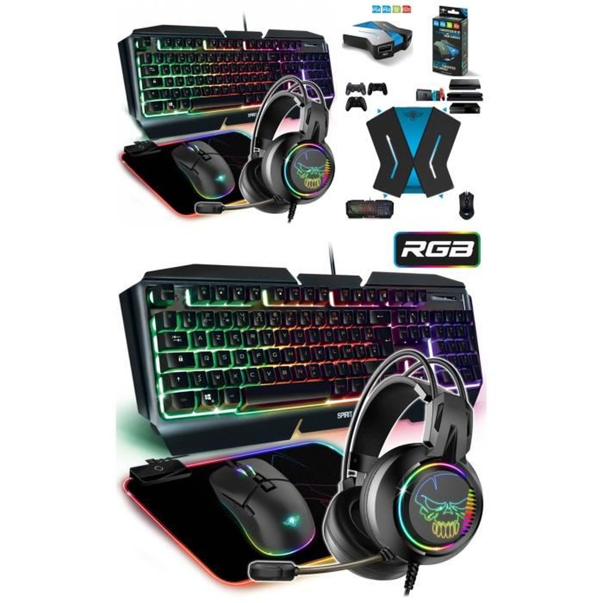 Pack GAMER PRO-ULTIMATE MKH5 SOURIS RGB + CLAVIER RGB + TAPIS SOURIS ...