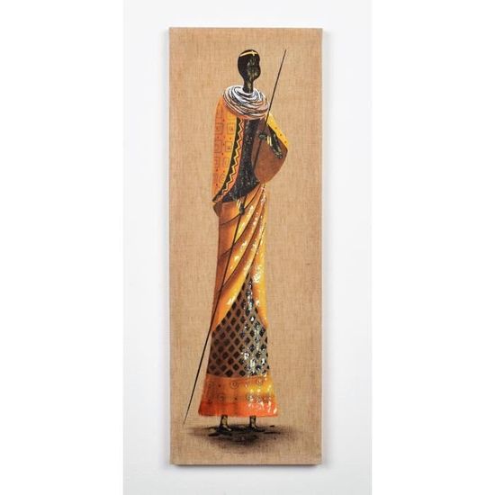 Tableau Afro déco 1 - Peint à la main - 24x2.5x69cm - Cdiscount Maison