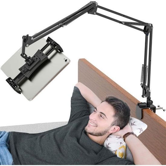 Support Tablette lit,Réglable Support iPad Rotatif 360° avec Bras en ...