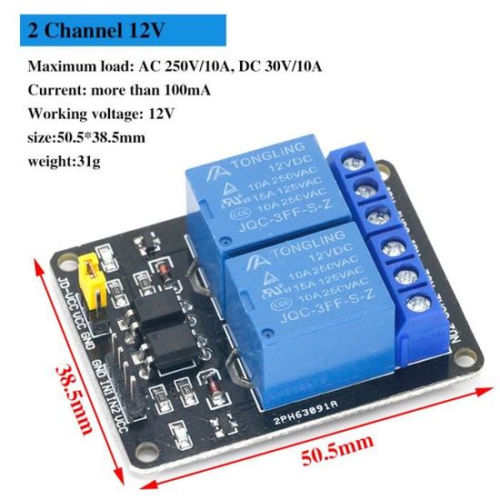 2 canaux 12V - Module De Relais Avec Sortie De Relais Optocoupleur Pour ...