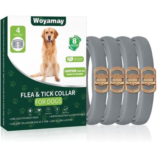 Collier pour Anti Puces Chien, 4 Pièce Collier Anti Puces pour Chien ...