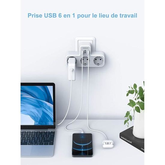 Multiprise Murale, Multiprise Prise USB 3 Prises et 3 Ports USB 3A ...