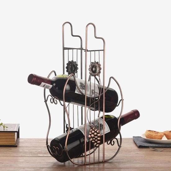Range Bouteille Vin,Porte Bouteille Vin,Domicile,Présentoir,Rétro Européen En Fer Forgé Rond ...