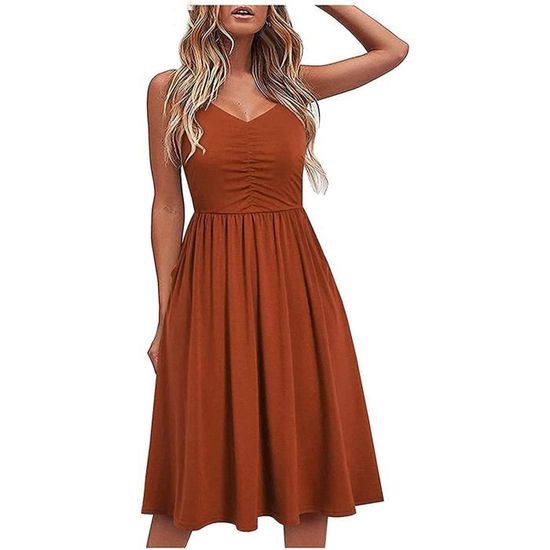 Robe Femme - A-Line Cocktail - Col en V Cache Coeur - Style Ete - Robe ...