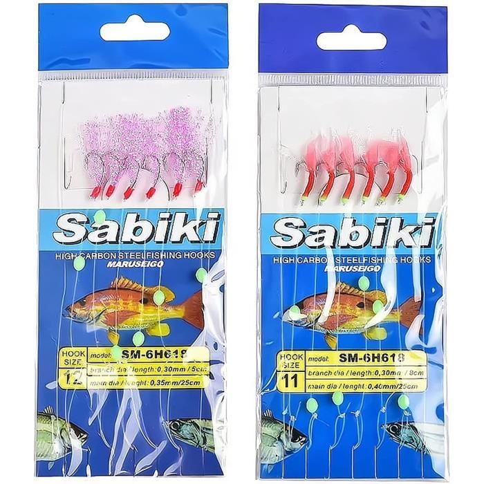 2pcs mitraillette Peche en mer maquereau sabiki hamecon leurre mer ...