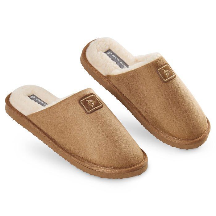 Dunlop Chaussons Homme Pantoufles Homme Memoire de Forme Interieur Exterieur Semelles Antiderapantes Marron Cdiscount Chaussures