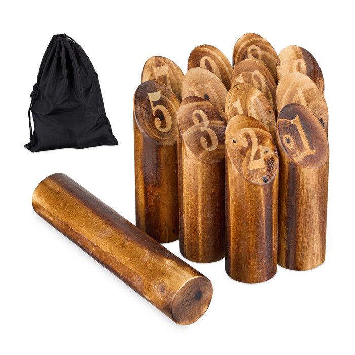Relaxdays Jeu de lancer semblable au Kubb, finlandais, bois, pour ...