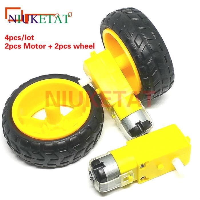 Lot de 4 moteurs TT + 2 roues de 65mm, moteur à engrenages 130 avec ...