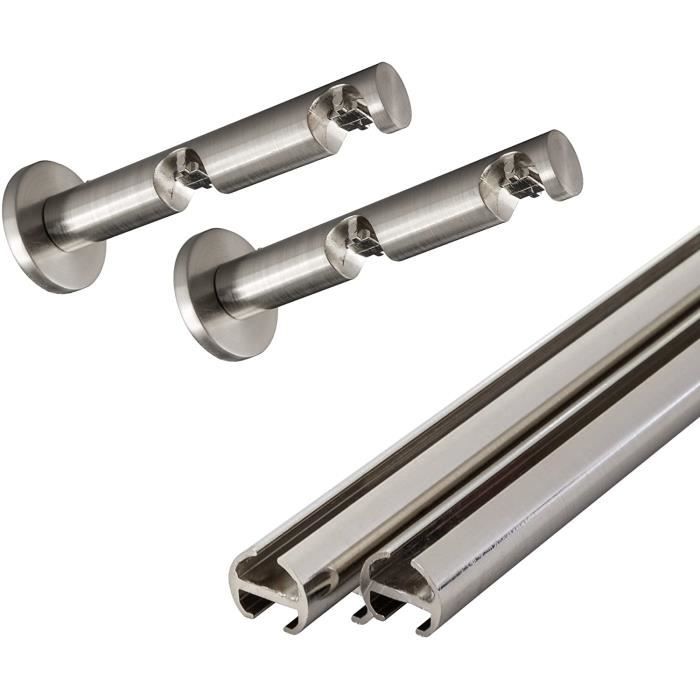 Tringle à rideaux - Rail à rideaux 2-guidages 220cm (4x 110cm) incl ...