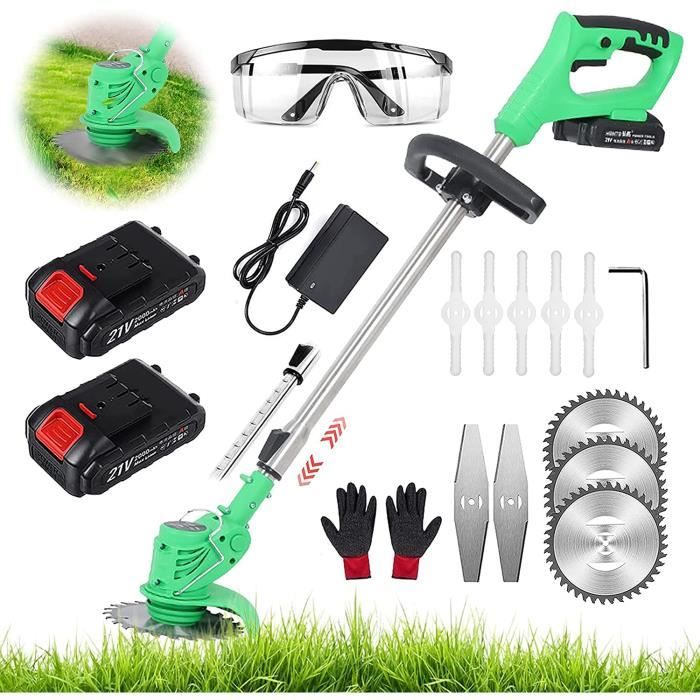 Coupe-Bordures sans Fil, Coupe Bordures Electrique avec 3 Types de Lames, 2 Batteries et ...