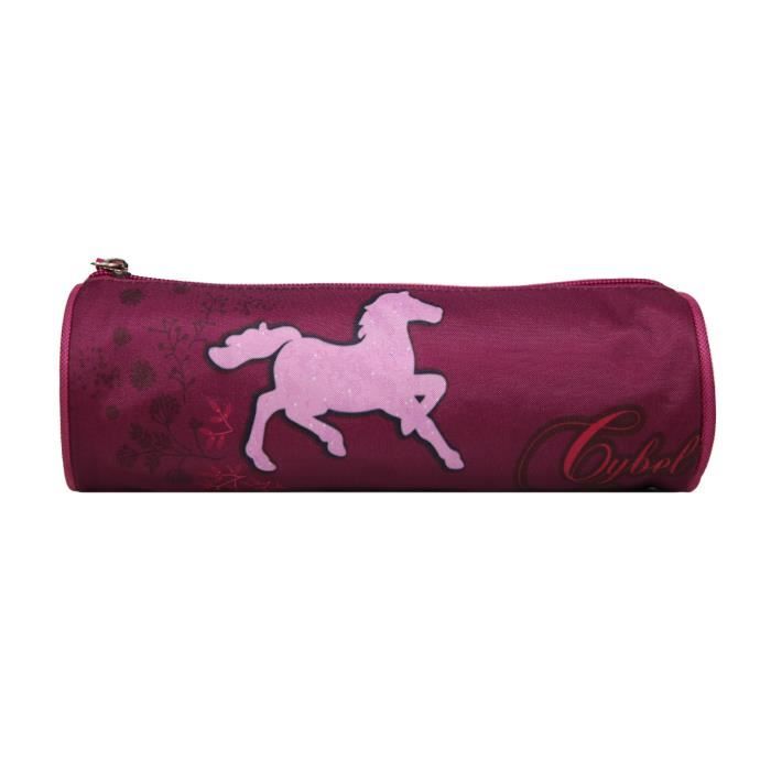 Trousse scolaire - BAGTROTTER - Cybel - Violet et Rose - Polyester ...