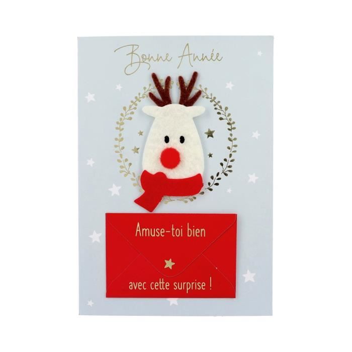 Carte De Voeux - Fêtes de Fin D'annee - Joyeux Noel - Renne Enveloppe ...