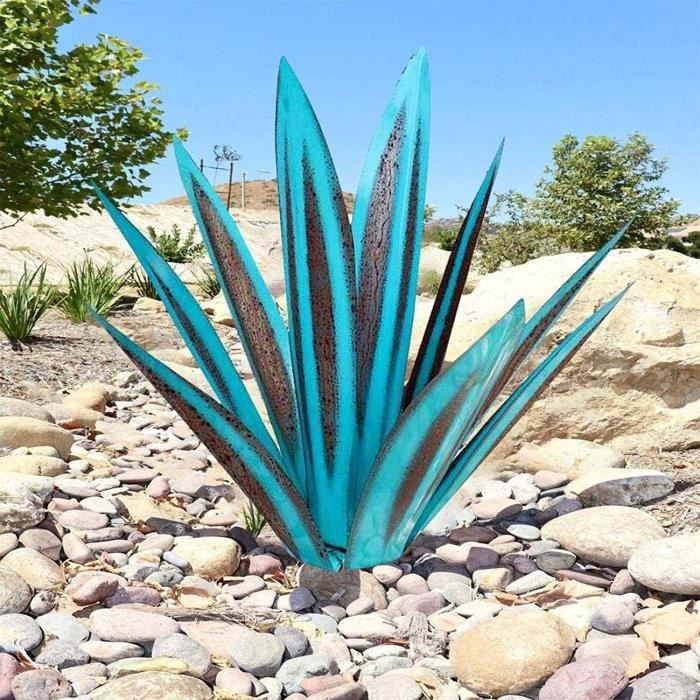 Tequila Sculpture Rustique Bleu en Métal Agave Yard Art Grand Rustique ...