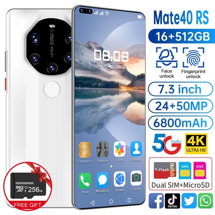 Mate40 RS 5G Smartphone Portable débloqué (Ecran 7,3 pouces -512Go - Double Nano-SIM - Android ...