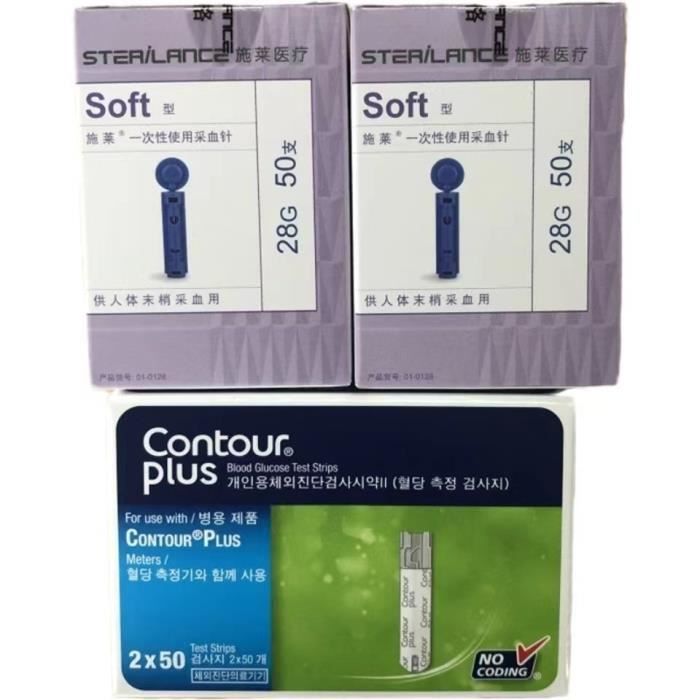 Bandelettes de test Contour Plus 100's + Lancettes 100's - CONTOUR ...