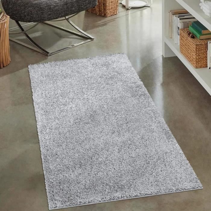 Shaggy Tapis De Salon, À Poils Longs, Motif Uni, Gris, 80 X 150 Cm, Doux Et Moelleux, Moderne ...