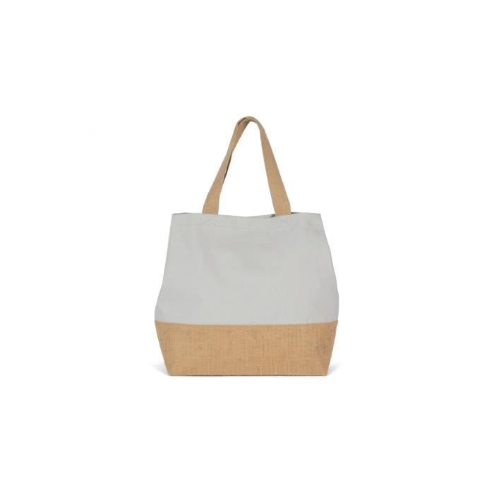 Tote bag toile de coton et jute Kimood - snow grey/natural - TU ...