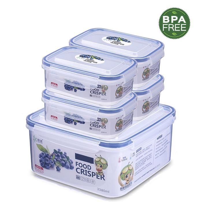 Boite Hermetique Alimentaire,3380ml+500ml x 4 Sans BPA Appliquer à Lave-Vaisselle,Set de ...
