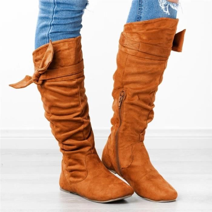 Femmes dames mode décontracté belles bottes longues nouées au genou ...