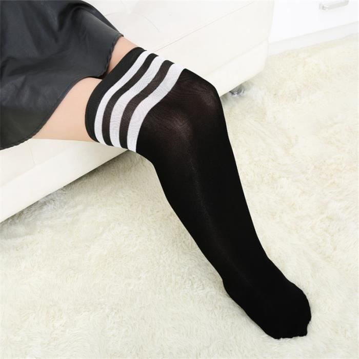 Chaussettes hautes en coton solide pour femmes - Bas Super élastiques ...