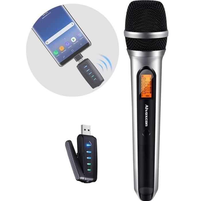 Microphone sans fil UHF,micro unidirectionnel,USB,pour smartphone,PC ...