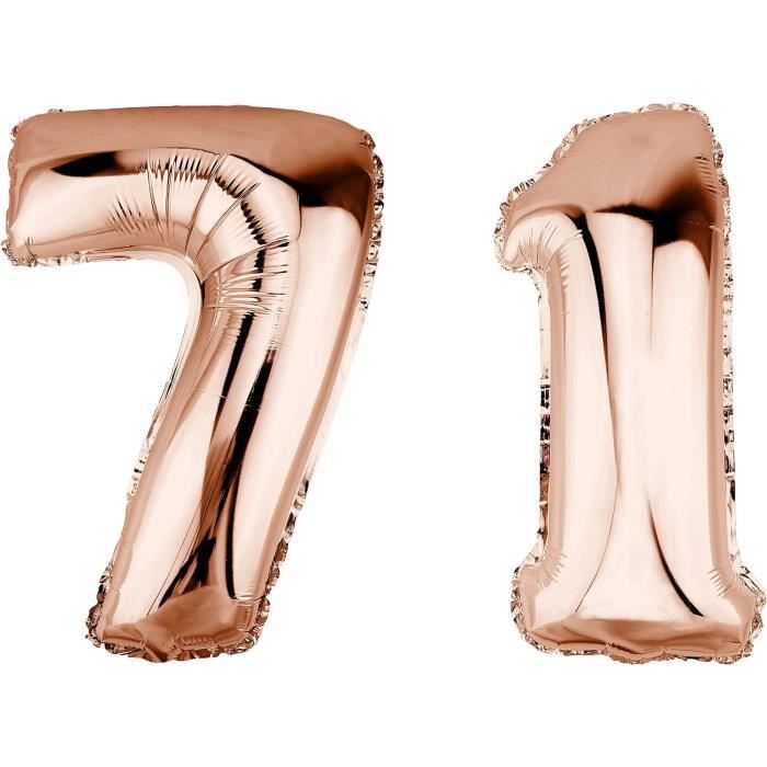 Ballon En Plastique Or Rose 40Cm Anniversaire Mariage Déco (Chiffre 71 ...