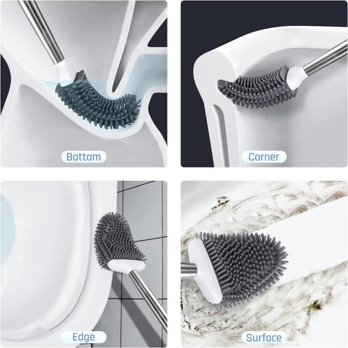 Brosse Wc Silicone, Balai Toilette Wc Montage Mural-Au Sol, Balai Wc ...