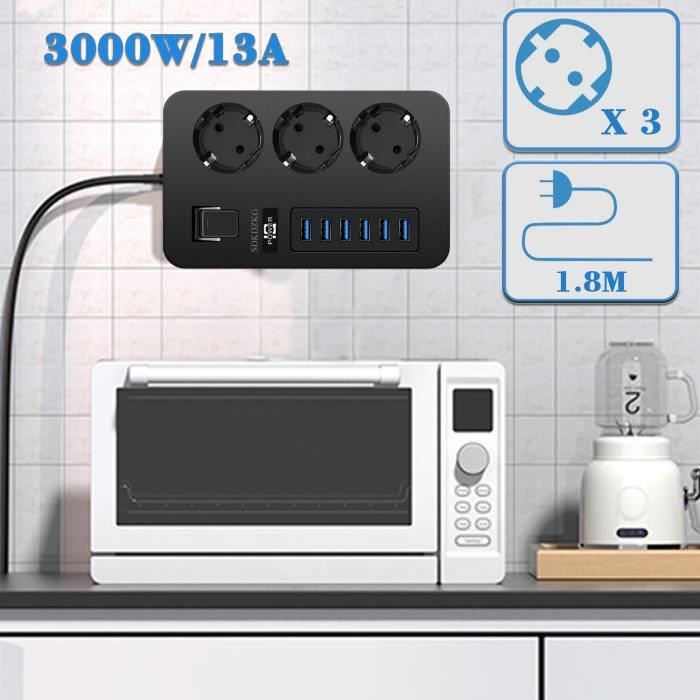 Multiprise 3 Prises Multiple (13A-3000W) Avec Interrupteur ...