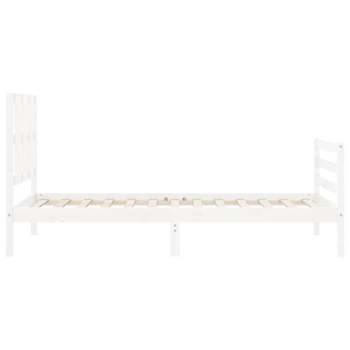 Cadre de lit - VGEBY - A3194102 - Bois massif - 90x200 cm - Blanc - 1 ...