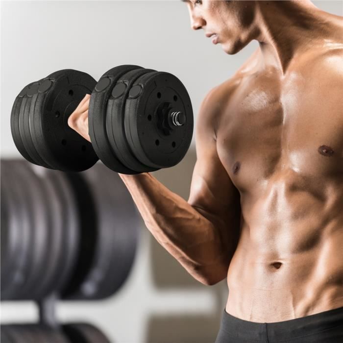Yaheetech Kit d'haltères Musculation 25 kg Set d'haltères Réglables ...