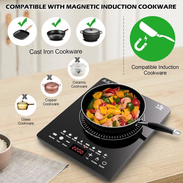 Plaque À Induction,2200W Plaque De Cuisson Induction Portable Avec ...