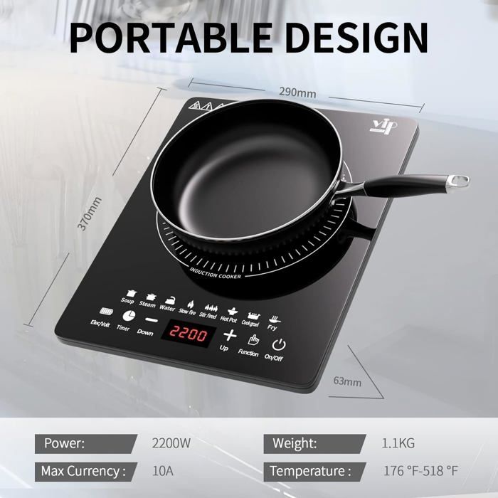 Plaque À Induction,2200W Plaque De Cuisson Induction Portable Avec ...