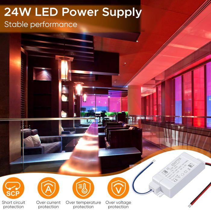 Transformateur LED 12V 24W 2A, LED Transfo 220V 12V, LED Driver AC à DC ...