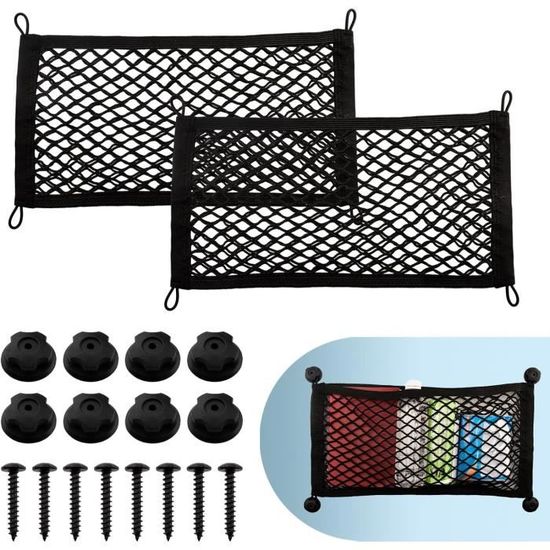 Filet Rangement Voiture, 2 Pièces Filet Coffre Voiture, Elastique Filet ...