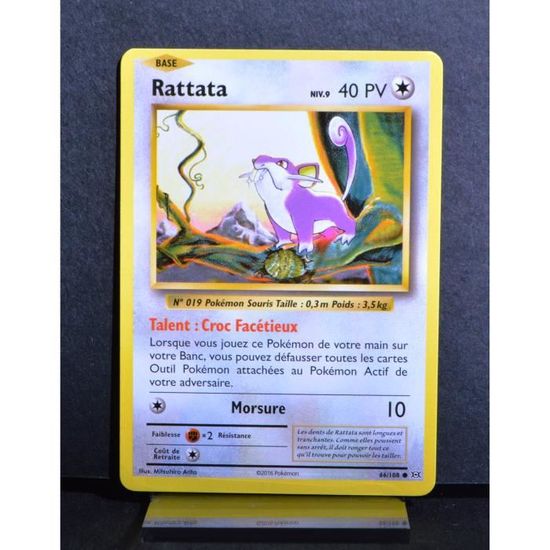 Carte Pokémon 66-108 Rattata Niv.9 40 PV XY - Évolutions NEUF FR ...
