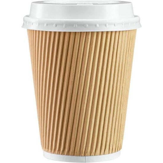 [Pack De 50-350 ml (12 Oz.)] Tasses A Café Isolées En Papier Ondulé Avec Couvercles199 ...