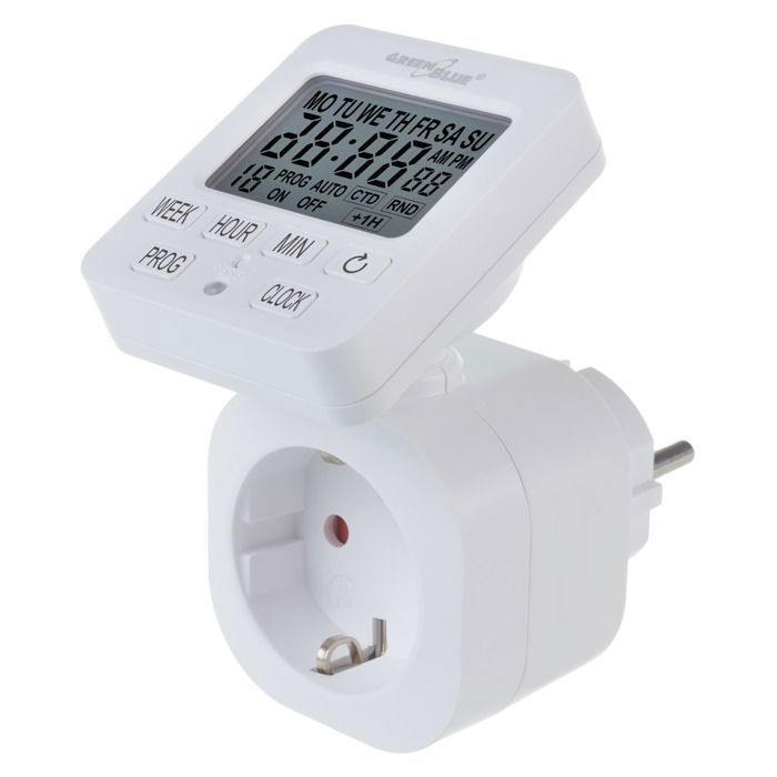 Prise avec horloge digitale GreenBlue timer programmateur minuterie max. 16A IP20 GB605 F ...