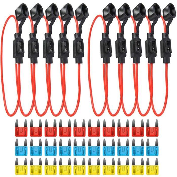 10Pcs 16AWG Porte Fusibles Petit Lame Enfichable Etanche avec Fil 32V ...