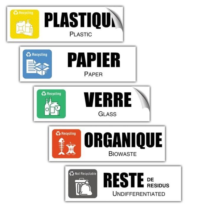 5 Étiquettes Autocollant en PVC souple Imperméable Lavable pour la ...
