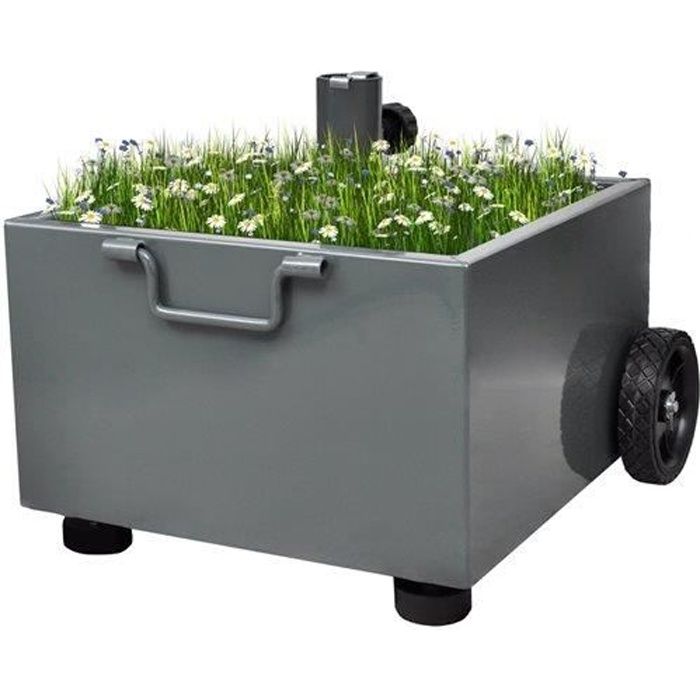 VidaXL Pot de plantes et support de parasol d'extérieur 2-en-1 Gris ...